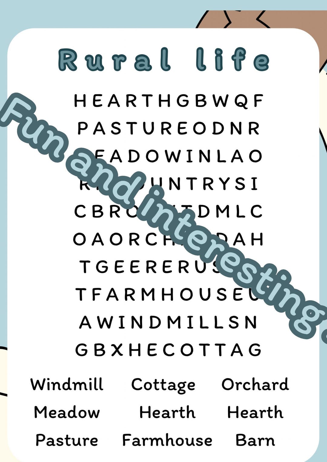 Word Search Cottage Core and Cute - Etsy