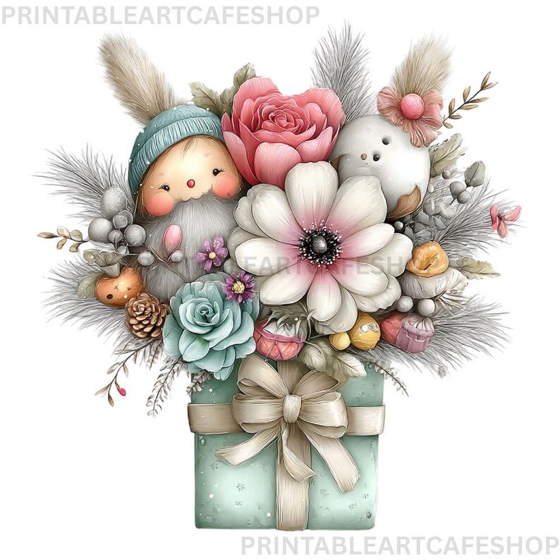 Boho Christmas Clipart Set | Pastel Floral Holiday PNG Bundle - Etsy