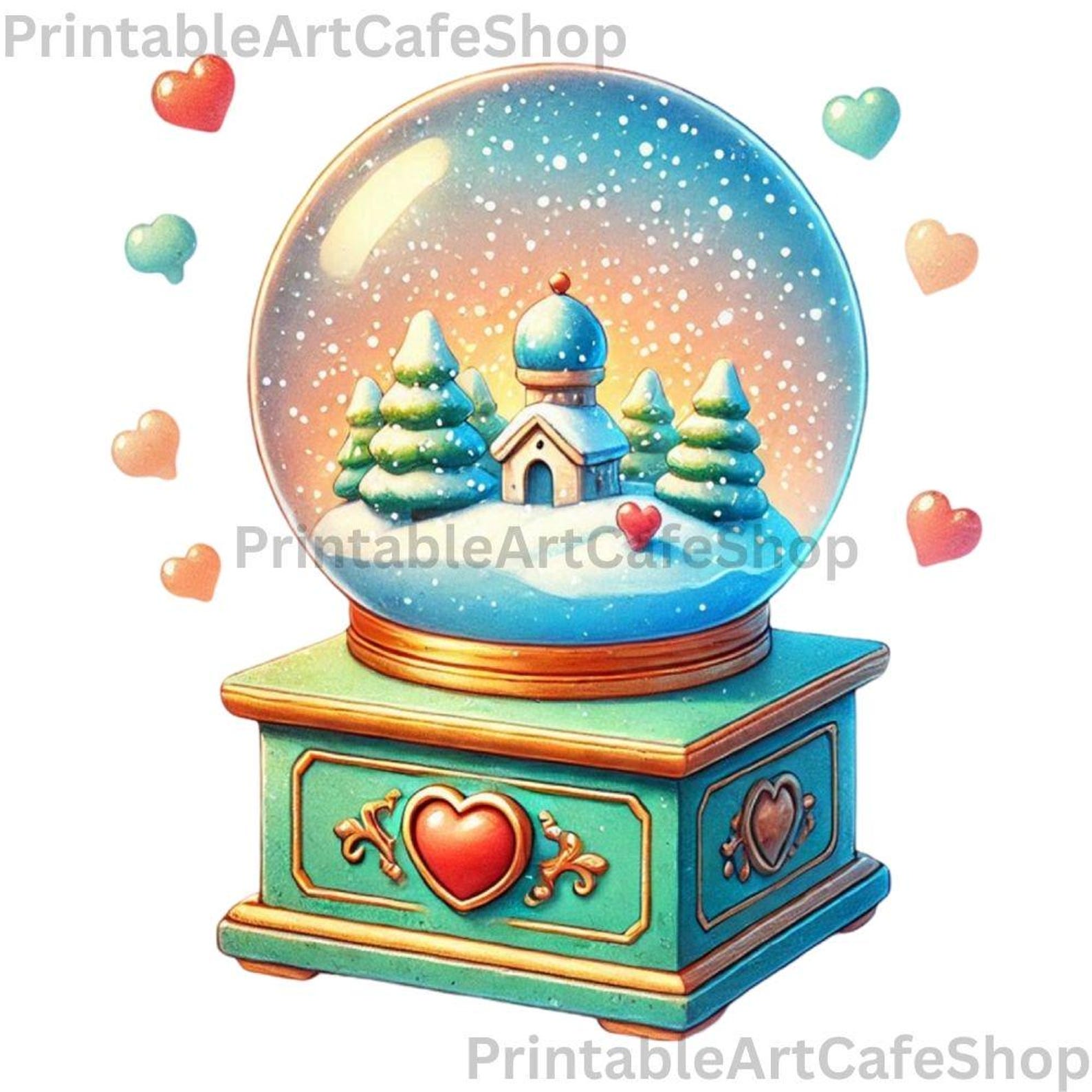 Valentine Snow Globe Clipart PNG Watercolor Romantic Winter Love ...