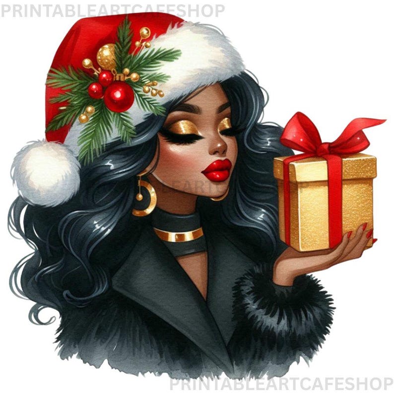 Luxury Black Christmas Clipart Bundle Elegant Holiday PNG Illustrations ...