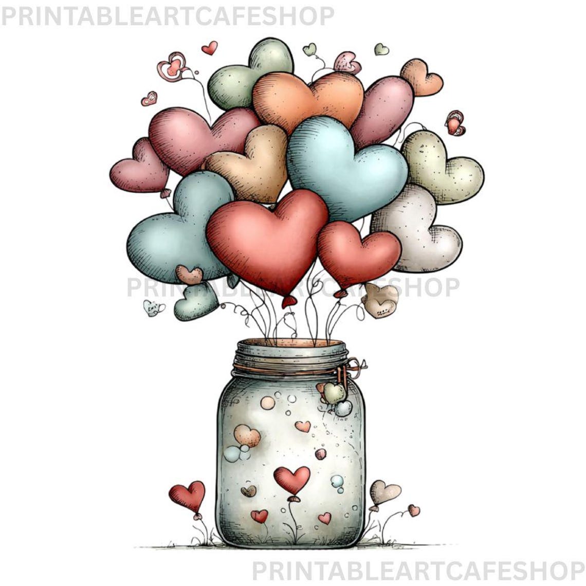 Hearts Valentines Day Clipart PNG Bundle Watercolor Love Graphics ...