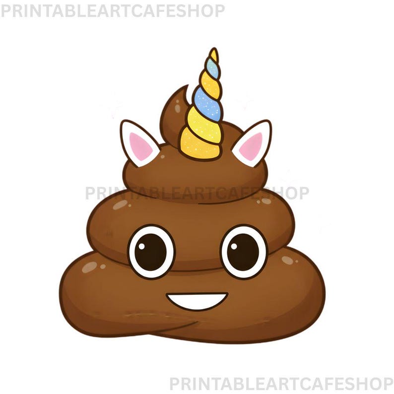 Poop Emoji Clipart Funny Cartoon Kawaii PNG Bundle Stickers Party Kids ...