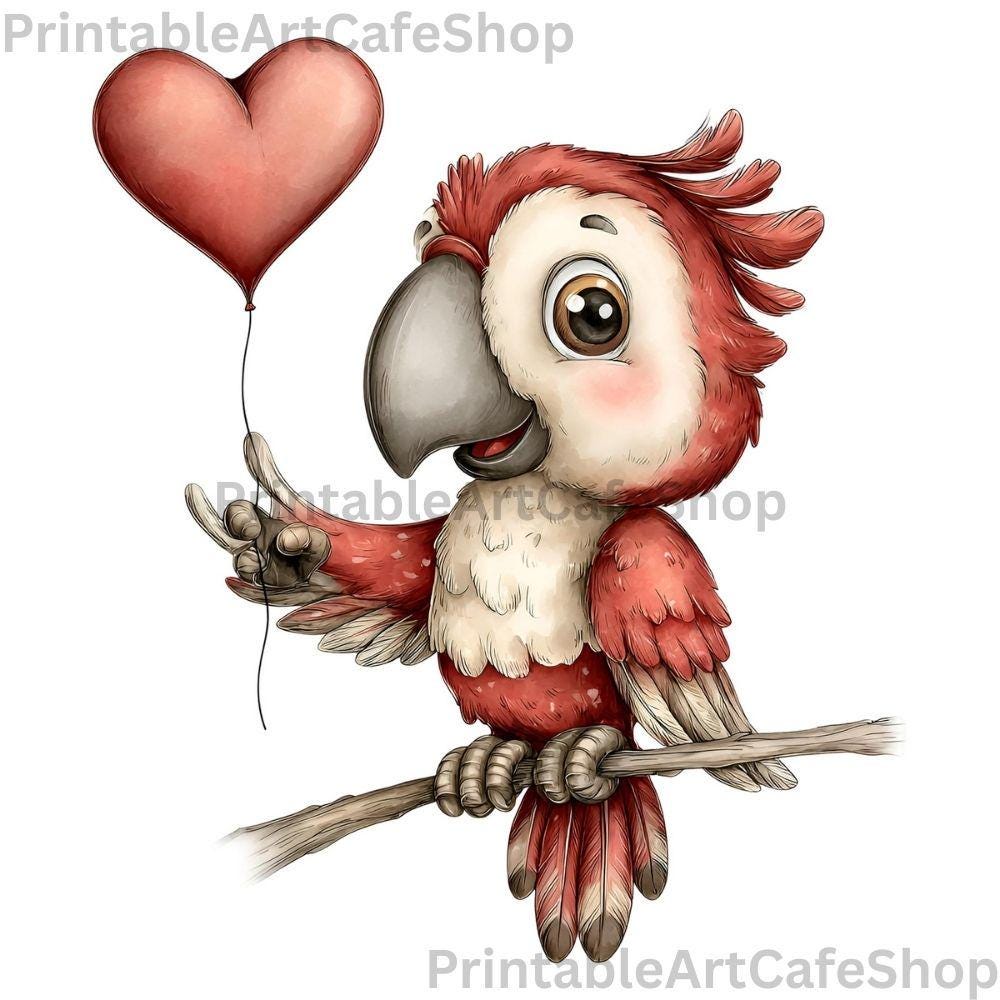 Valentine Animals Clipart Love Hearts Baby Wildlife PNG Kawaii Cartoon ...