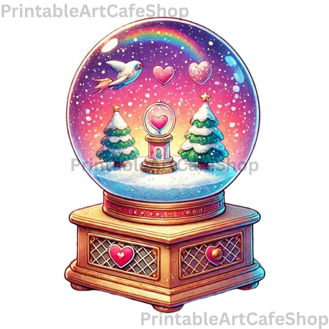 Valentine Snow Globe Clipart PNG Watercolor Romantic Winter Love ...