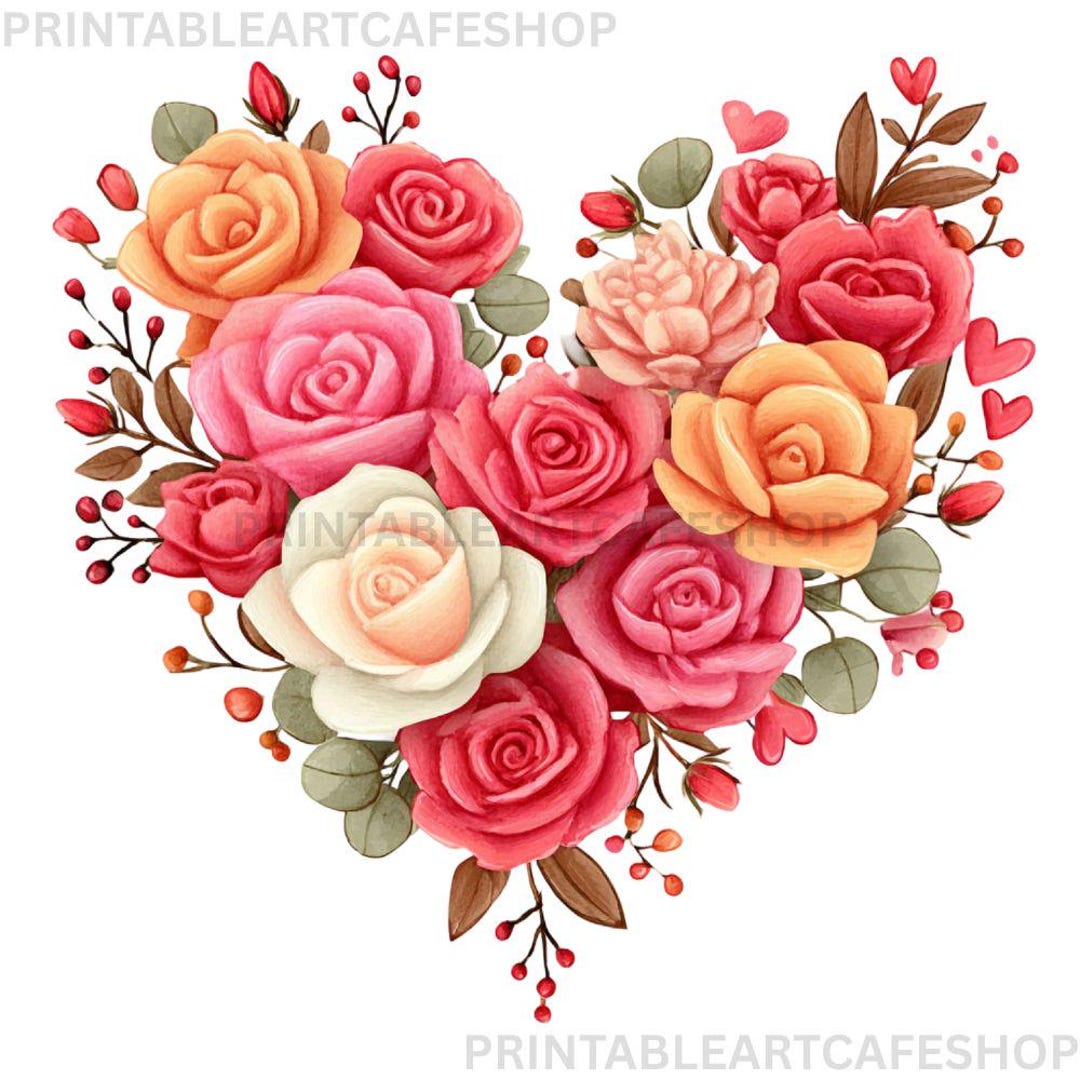 Watercolor Valentines Day Clipart Bundle Hearts Bear Love PNG Romantic ...