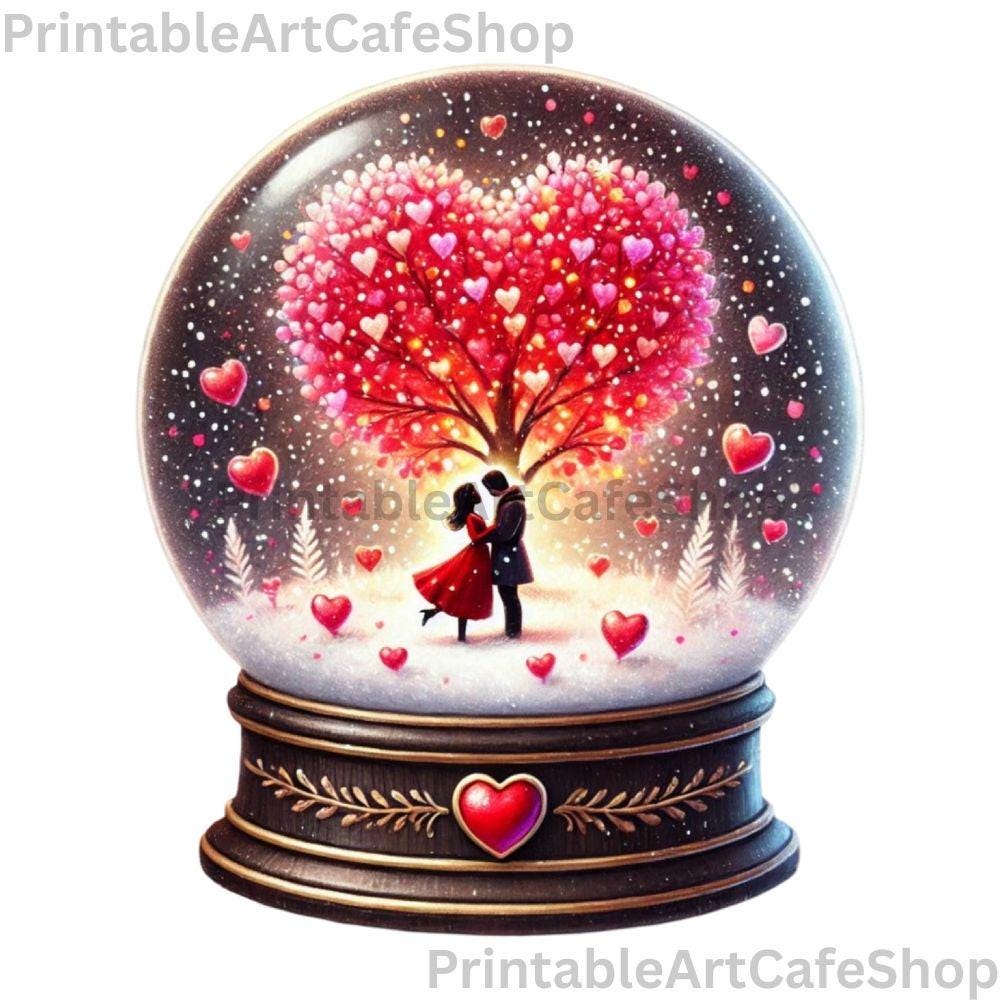 Valentine Snow Globe Clipart PNG Watercolor Romantic Winter Love ...