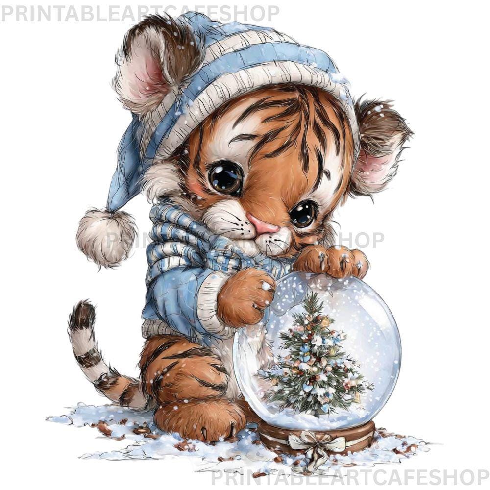 Christmas Animals Clipart Watercolor Winter Baby Characters Festive ...