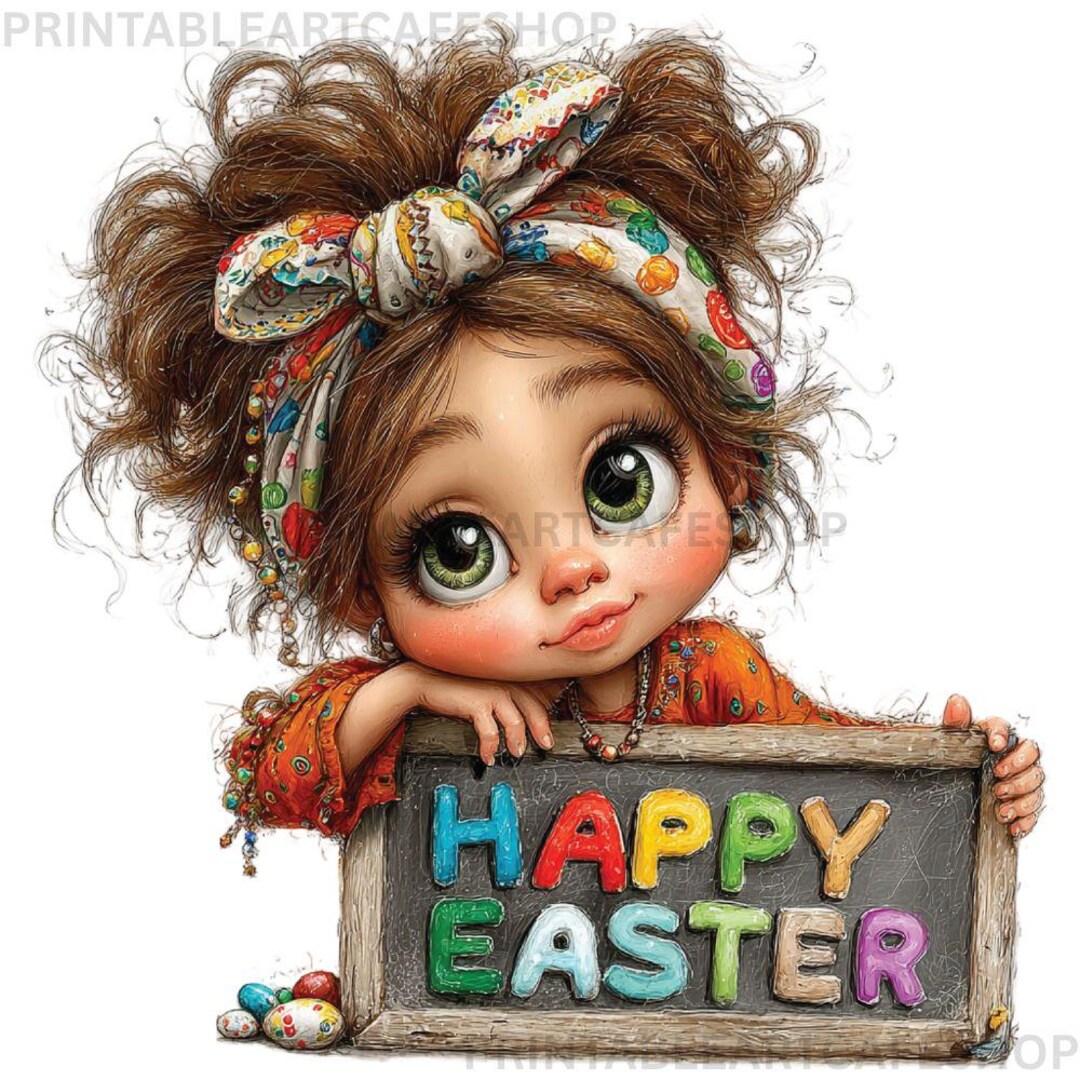 Easter Girl Clipart Bundle Watercolor PNG Pastel Spring Kids Nursery ...