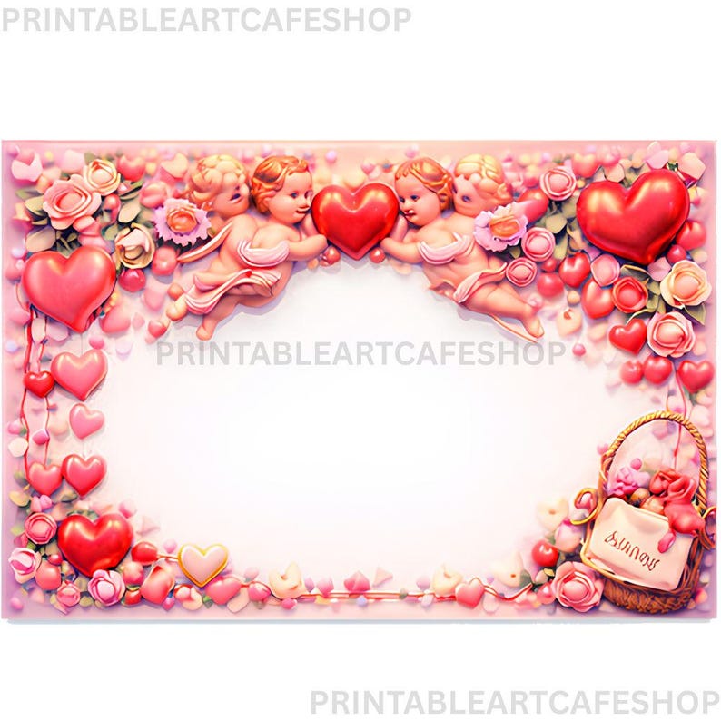 Valentine’s Day Frame Clipart Watercolor PNG Transparent 3600px ...