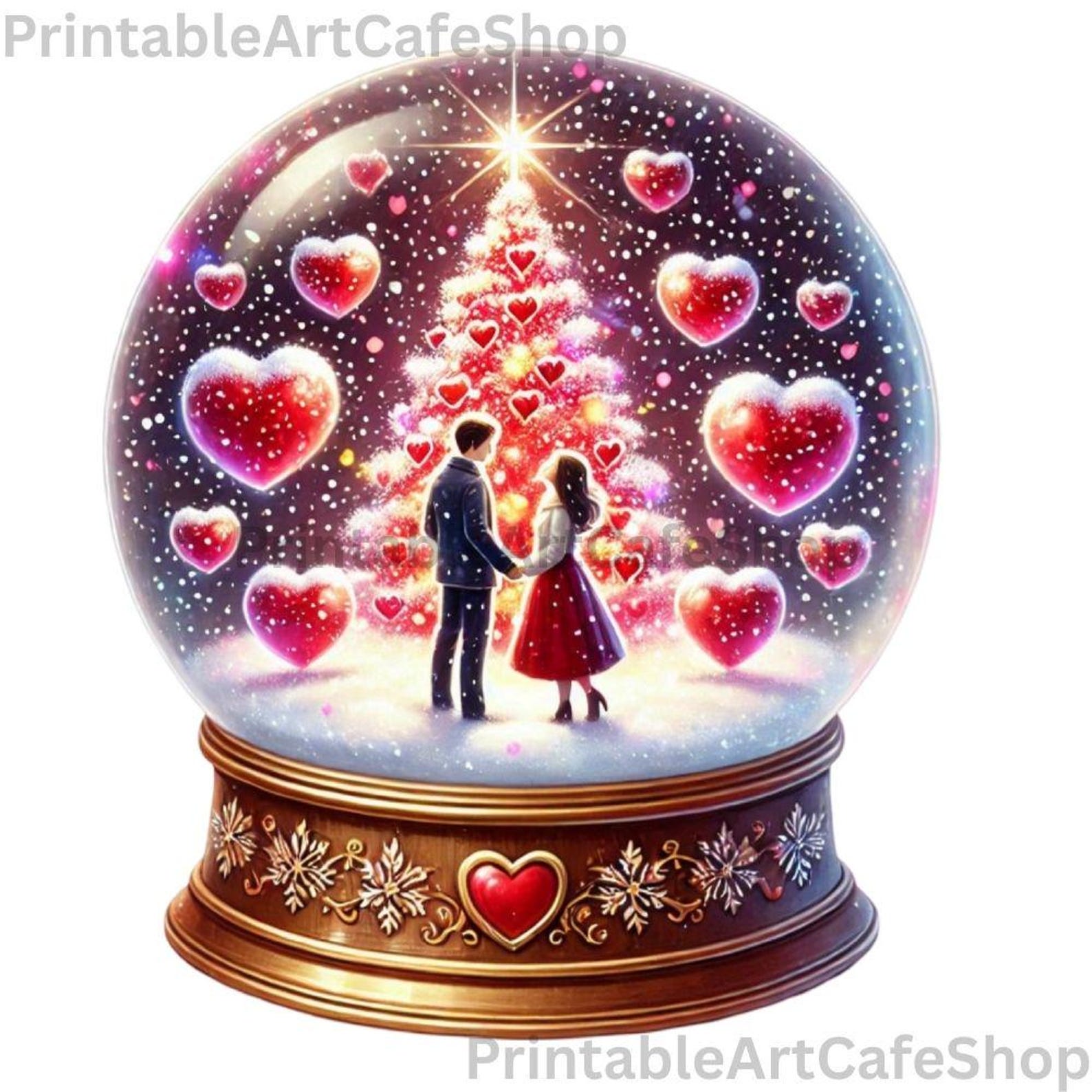 Valentine Snow Globe Clipart PNG Watercolor Romantic Winter Love ...
