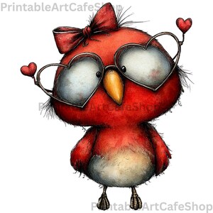 Whimsical Valentine Birds Clipart Cute Love Illustration Romantic PNG ...
