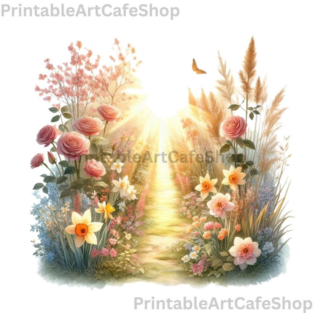 Spring Flower Garden Clipart Watercolor PNG Transparent Botanical ...