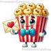 Valentine Popcorn Clipart PNG Watercolor Pink Snacks Sublimation ...