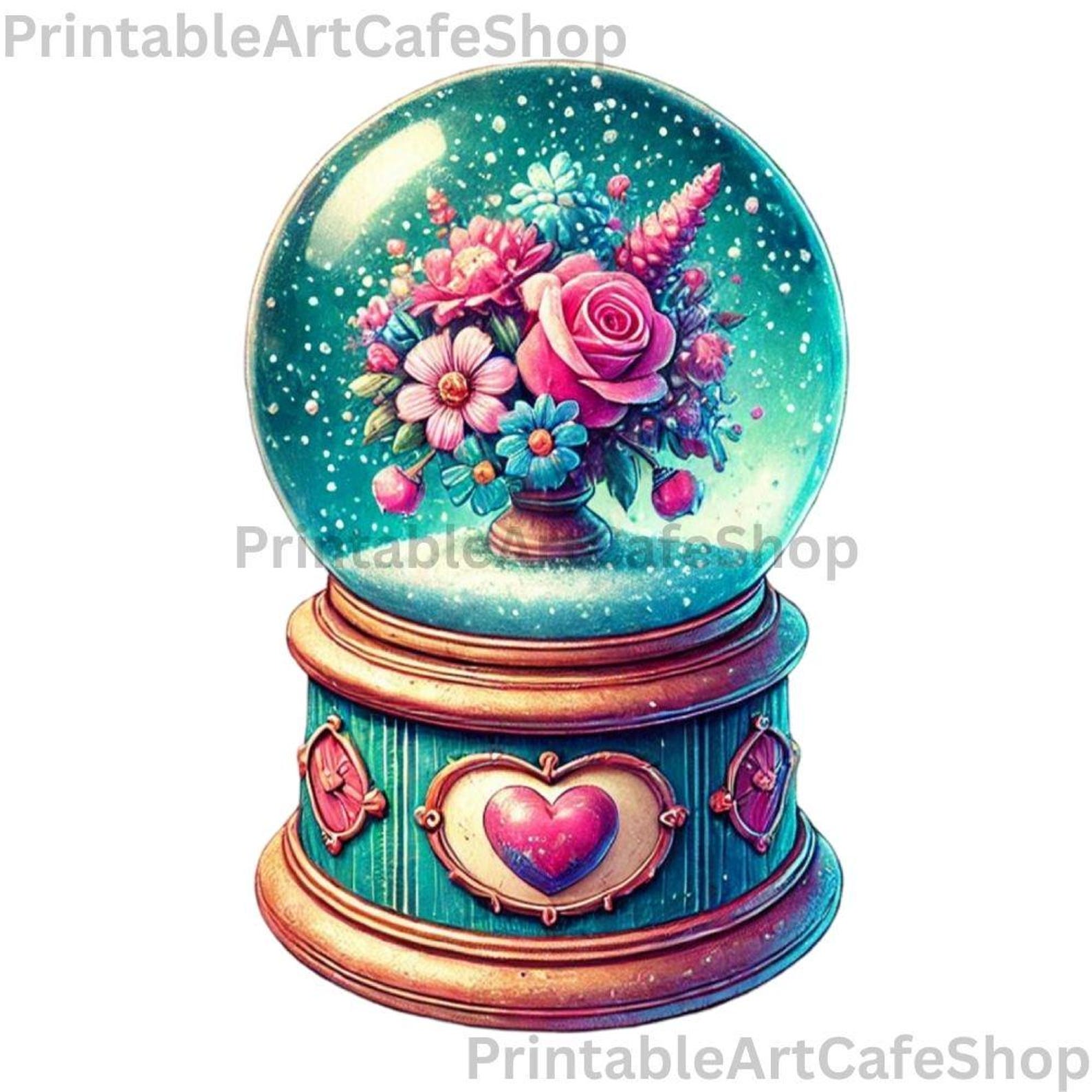 Valentine Snow Globe Clipart PNG Watercolor Romantic Winter Love ...
