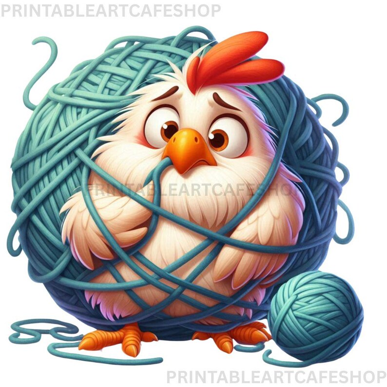 Funny Animals Yarn Clipart: Tangled Cartoon PNG Bundle - Etsy