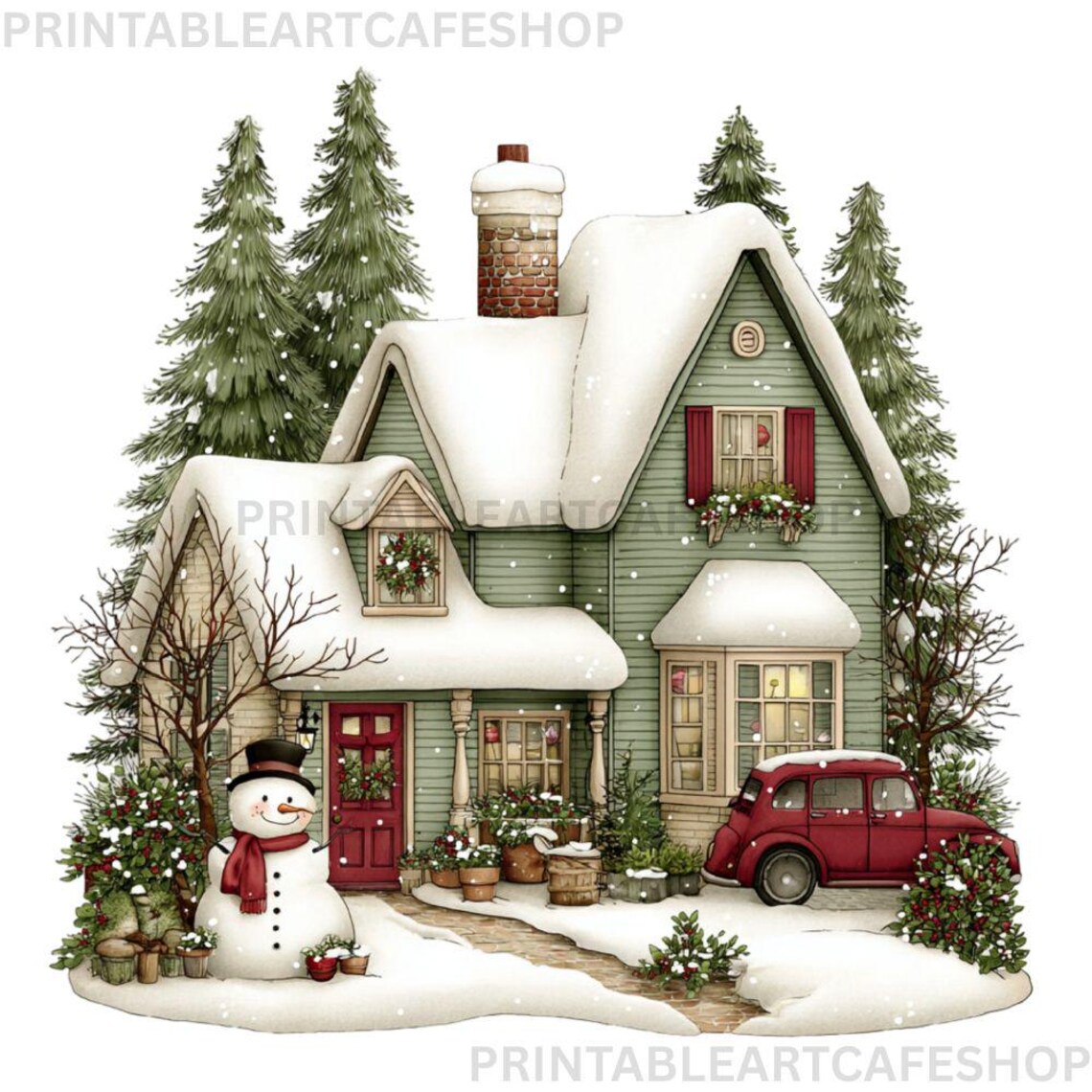 Whimsical Christmas House Clipart Bundle Winter Holiday Village PNG ...
