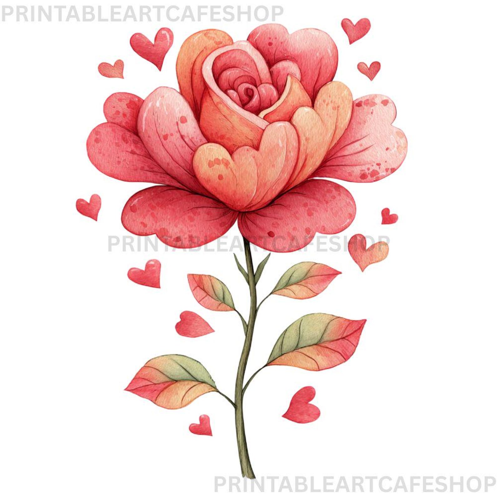 Watercolor Valentines Day Clipart Bundle Hearts Bear Love PNG Romantic ...