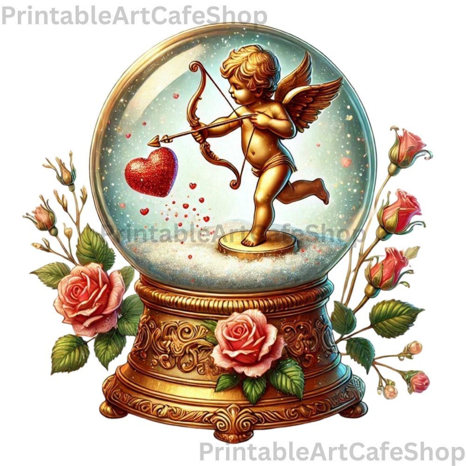 Valentine Snow Globe Clipart PNG Watercolor Romantic Winter Love ...