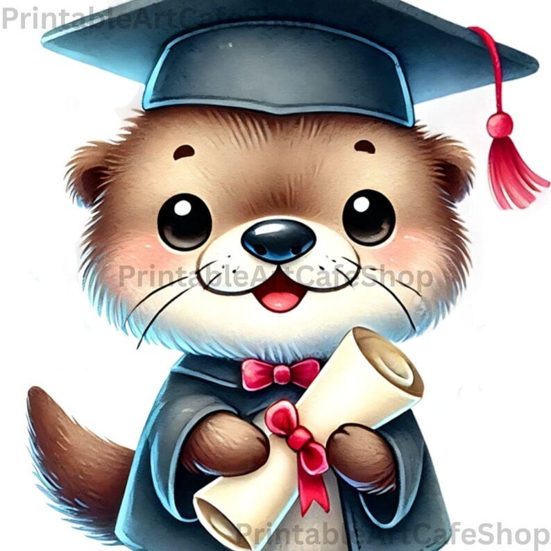 Graduation Animals Clipart PNG Watercolor Characters Transparent ...