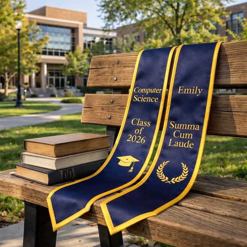 Custom Embroidery Graduation Stole 2026, Personalized Grad Sash ...