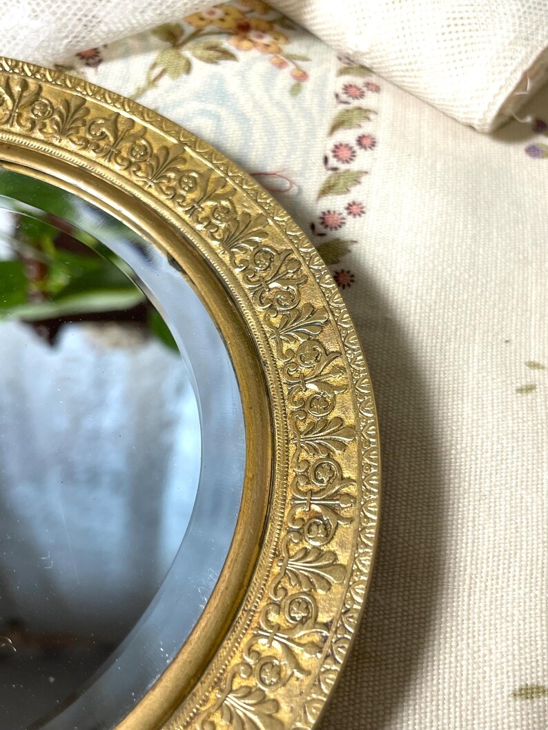 Antique Bronze Hand Mirror With Engraved Ribbon Garland, 19th Century ...