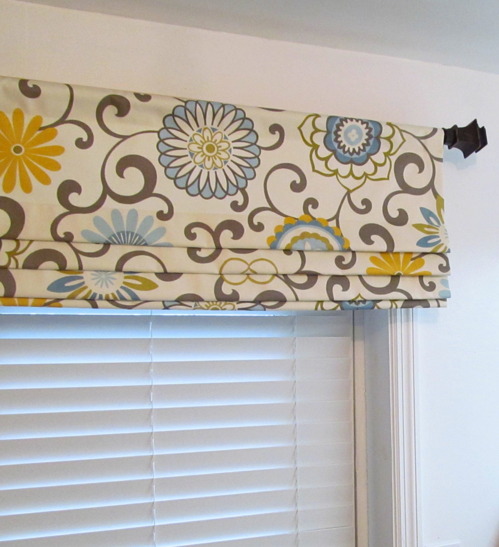 Faux Fake Roman Shade/ Lined Mock Roman Valance/ Waverly Pom - Etsy