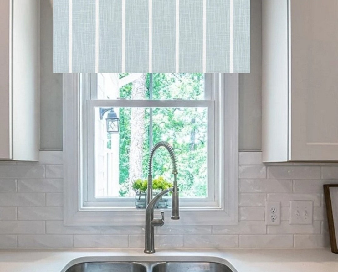 Flat-straight Window Valance/ Modern Farmhouse Striped Curtain ...