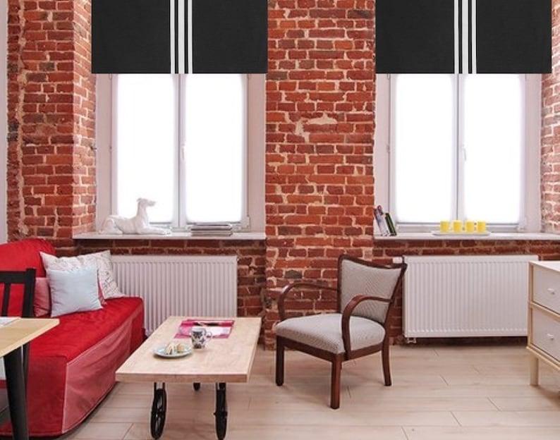 Contemporary Modern Window Valance/ Black and White/ Vertical - Etsy