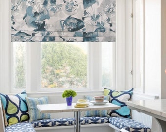 Blue Floral Roman Shade - Etsy