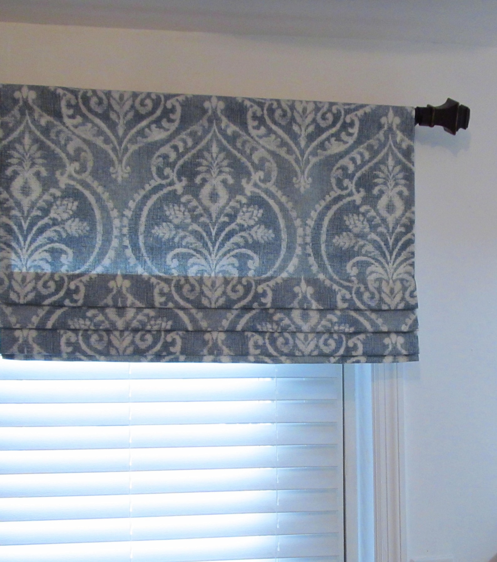 Chambray Blue Faux Roman Shade/ Lined Mock Valance/ Fake Roman Shade ...