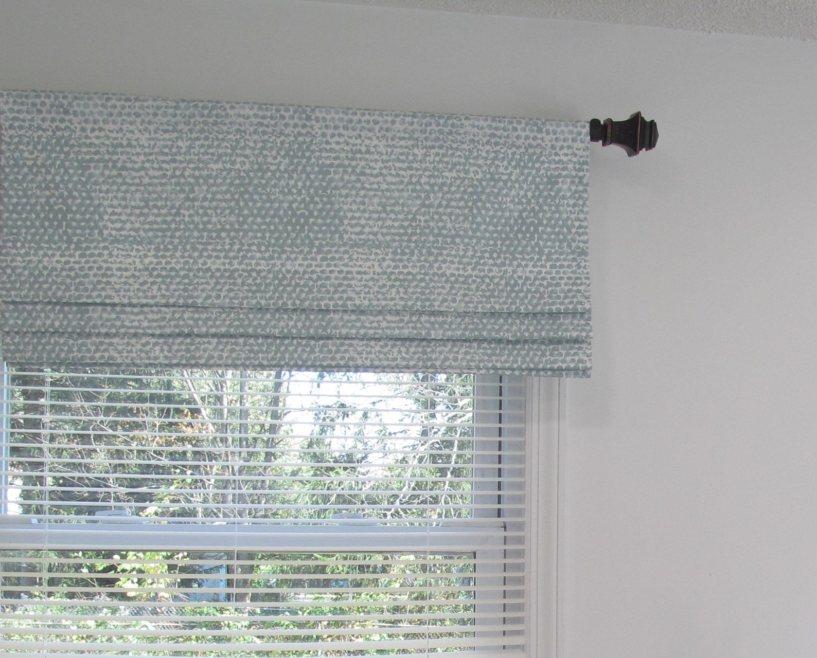 Faux Roman Shade/ Lined Mock Valance/ Fake Roman Shades/ Blue-white ...