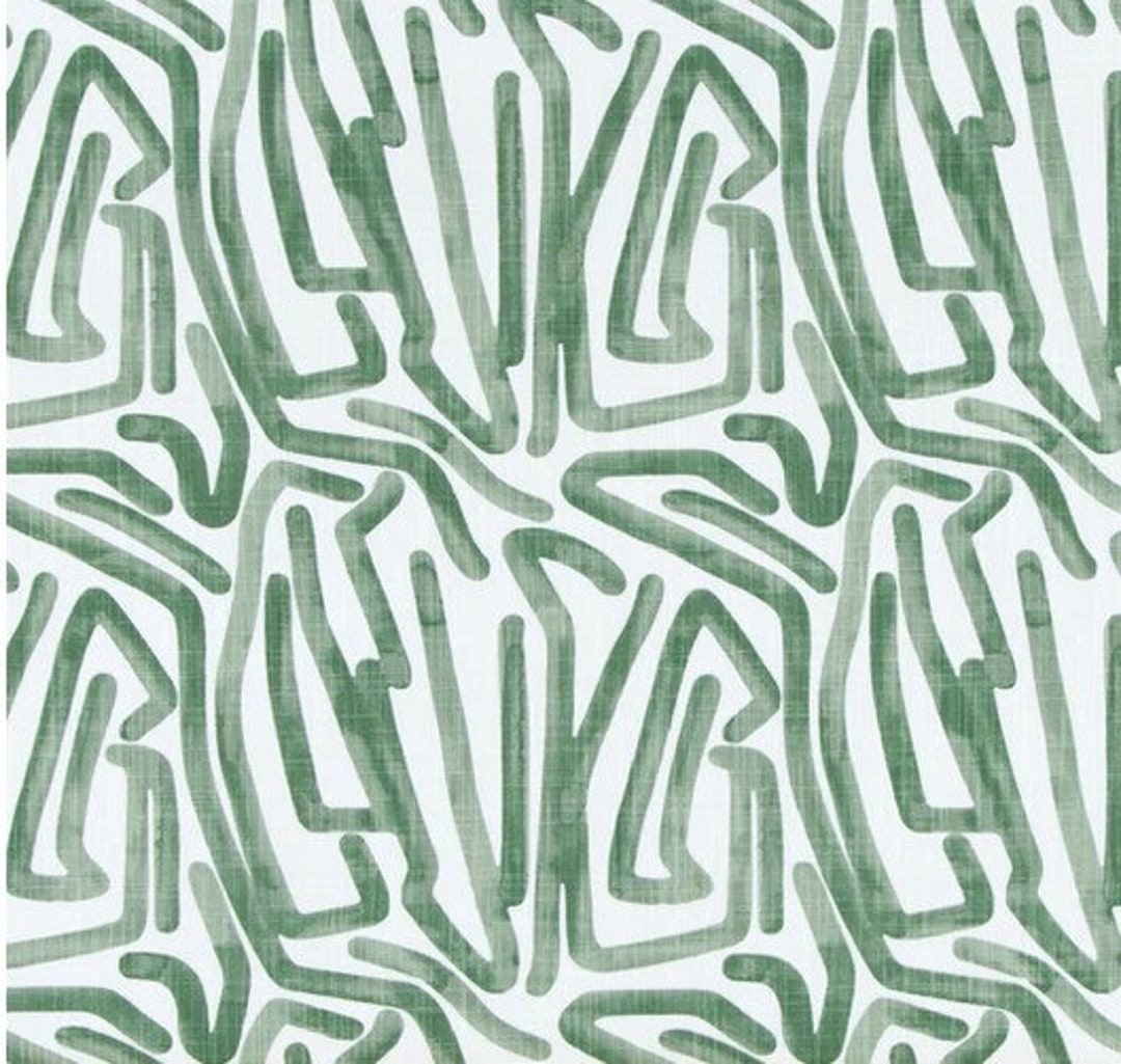 Faux Roman Shade/ Green Abstract Pattern/ Stationary Roman Shades/ Mock ...