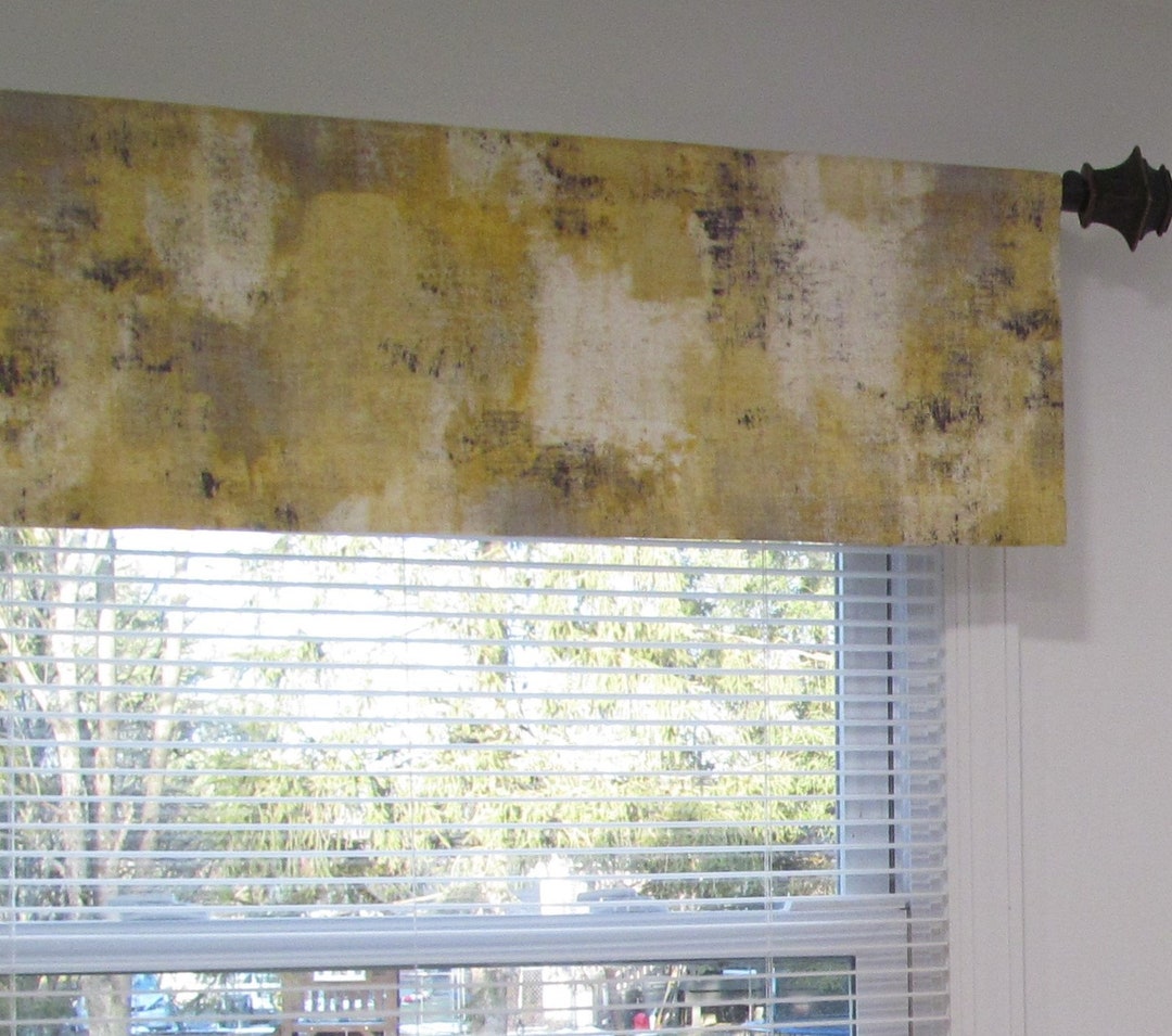 Lined Straight Window Valance/ French Yellow Flat Valance/ Abstract ...