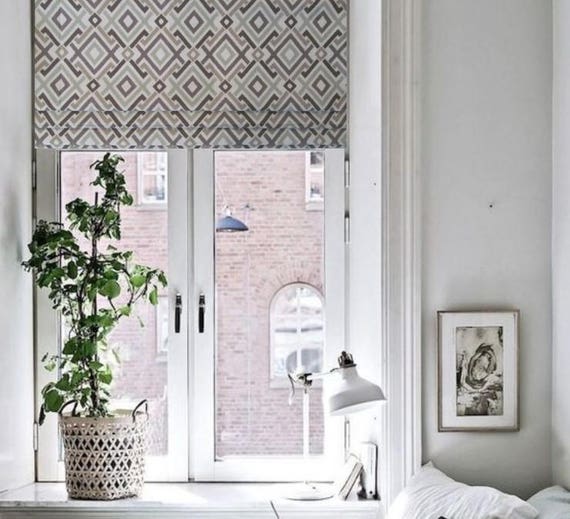 Faux Roman Shade/ Lined Roman Valance/ Ikat Diamonds | Etsy