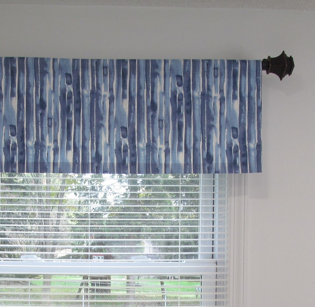 Straight Window Valance/ Blue Curtain Valance/ Watercolor Indigo-white ...