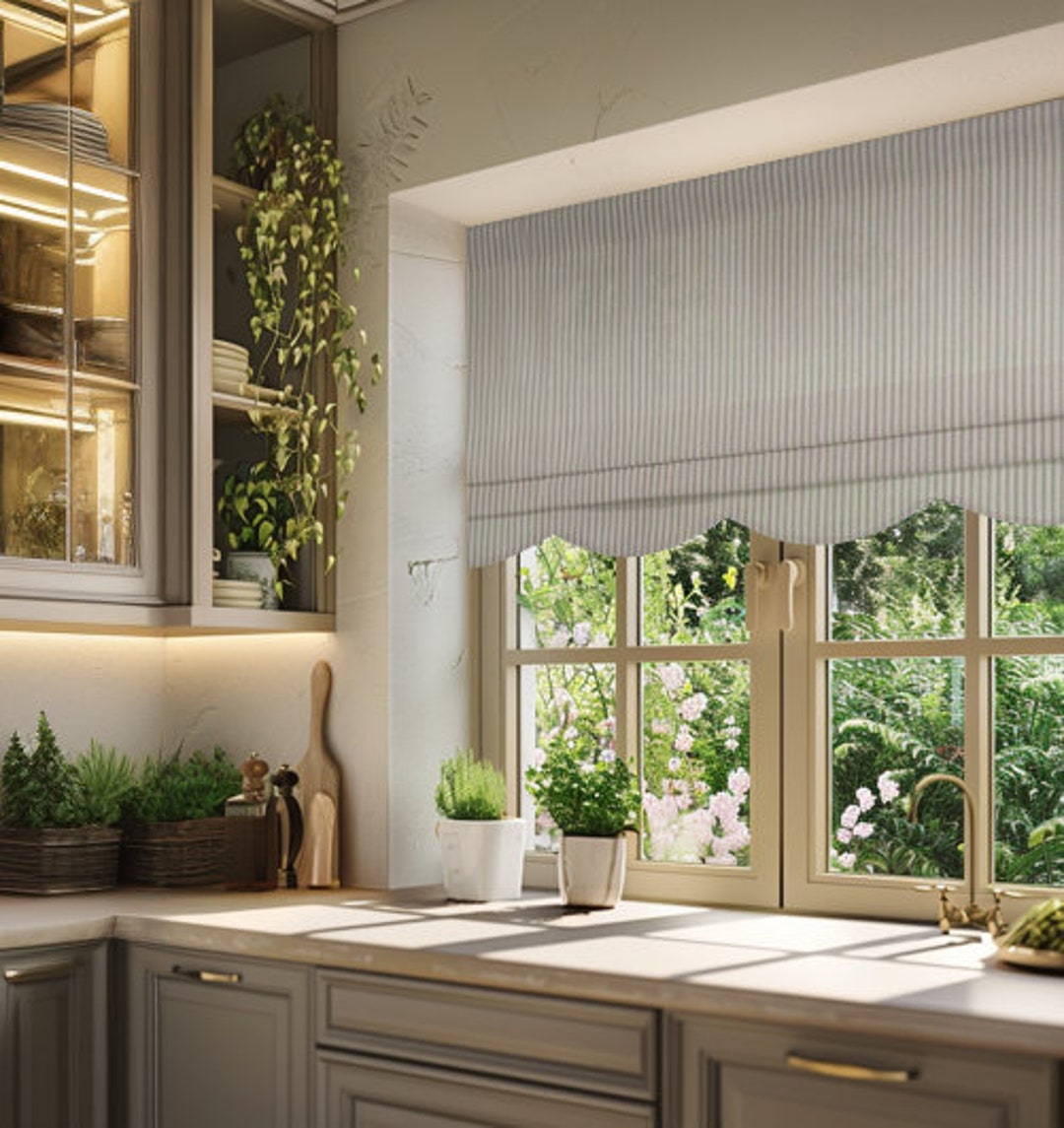 Unique Faux -fake Roman Shade/ Scalloped-shaped Mock Roman Valance/ 9 ...