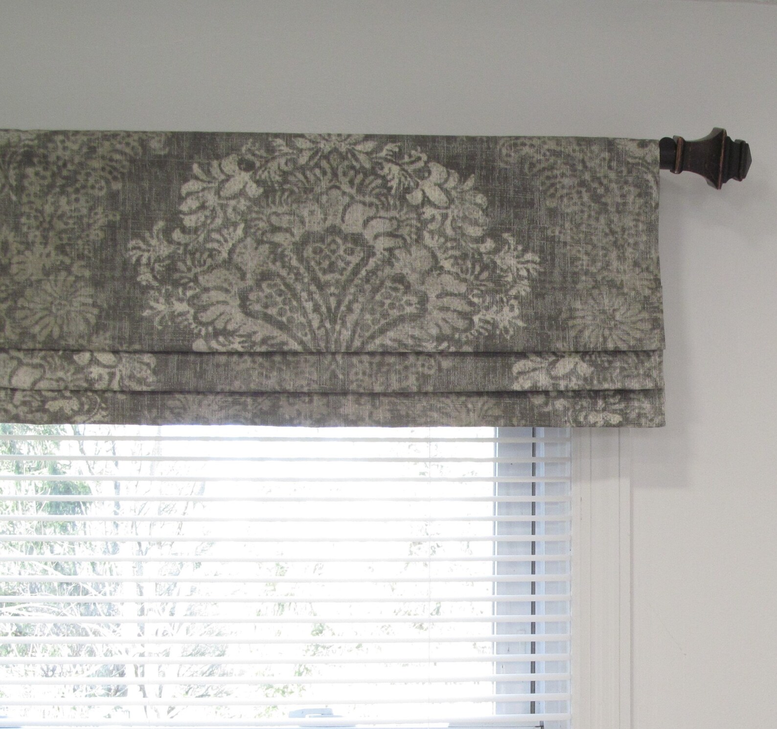 Faux Roman Shade/ Lined Mock Valance/ Fake Roman Shades/ Hamilton Grey ...