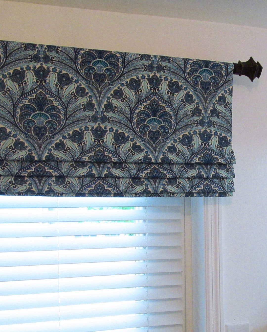 Blue Faux Roman Shade/ Lined Mock Roman Valance/ Fake Roman Shade ...