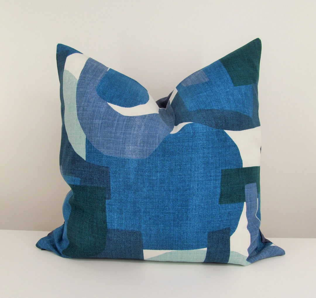 Etsy's Pick! Designer Blue Pillow Cover/ Mid Century Modern Geometric ...