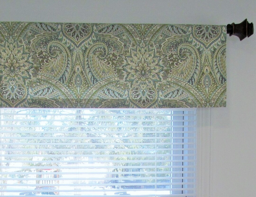 Straight Window Valance/ Flat Valance/ Curtain Panel/ Feather Medallion ...