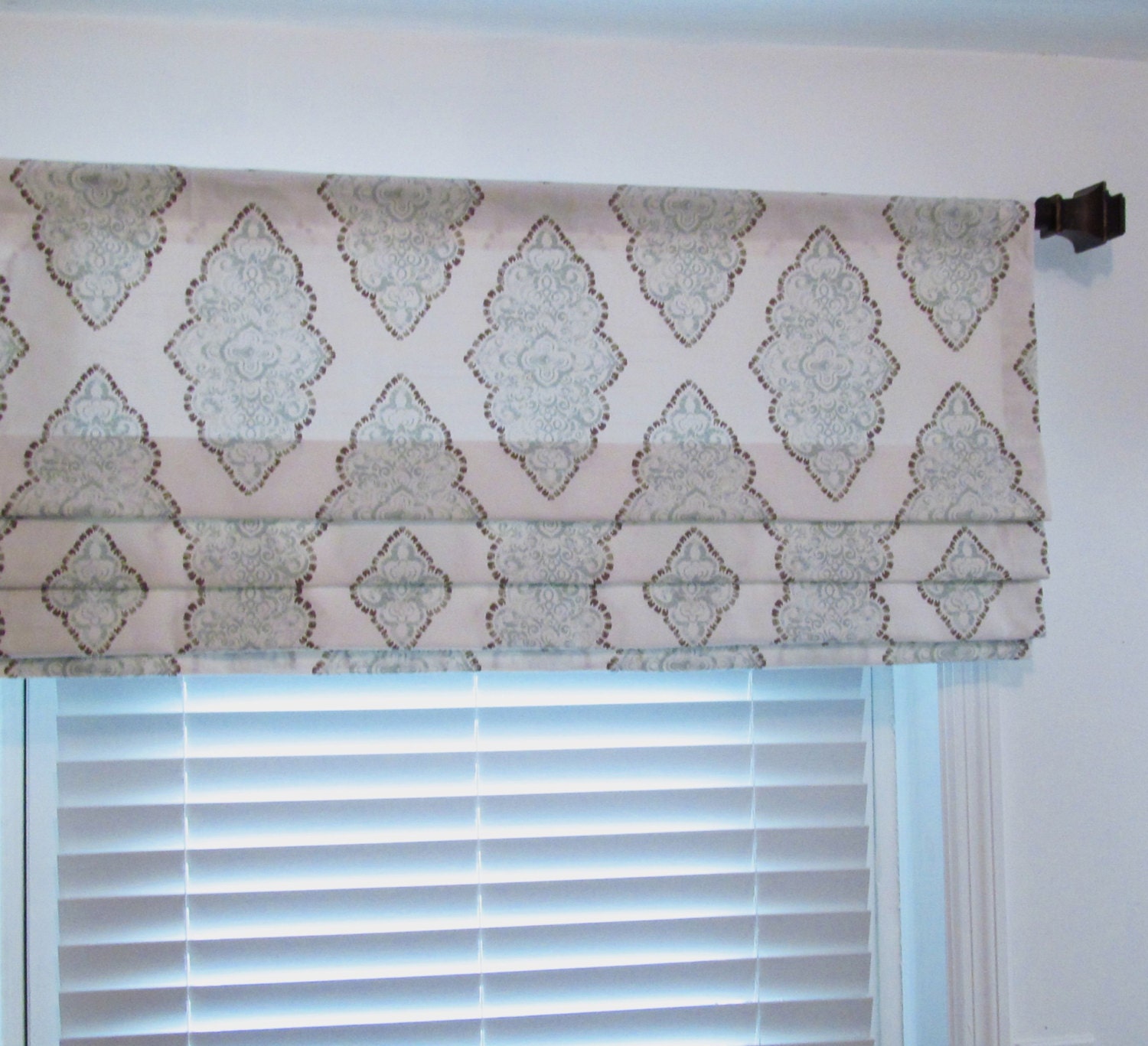 Faux Roman Shade/ Lined Mock Valance/ Stationary Roman Shade/ Snowy ...