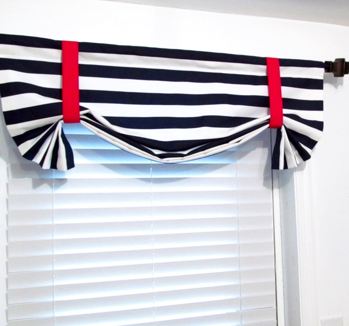 Nautical Tie up Valance/ Navy-white-red/ London Valance/ - Etsy