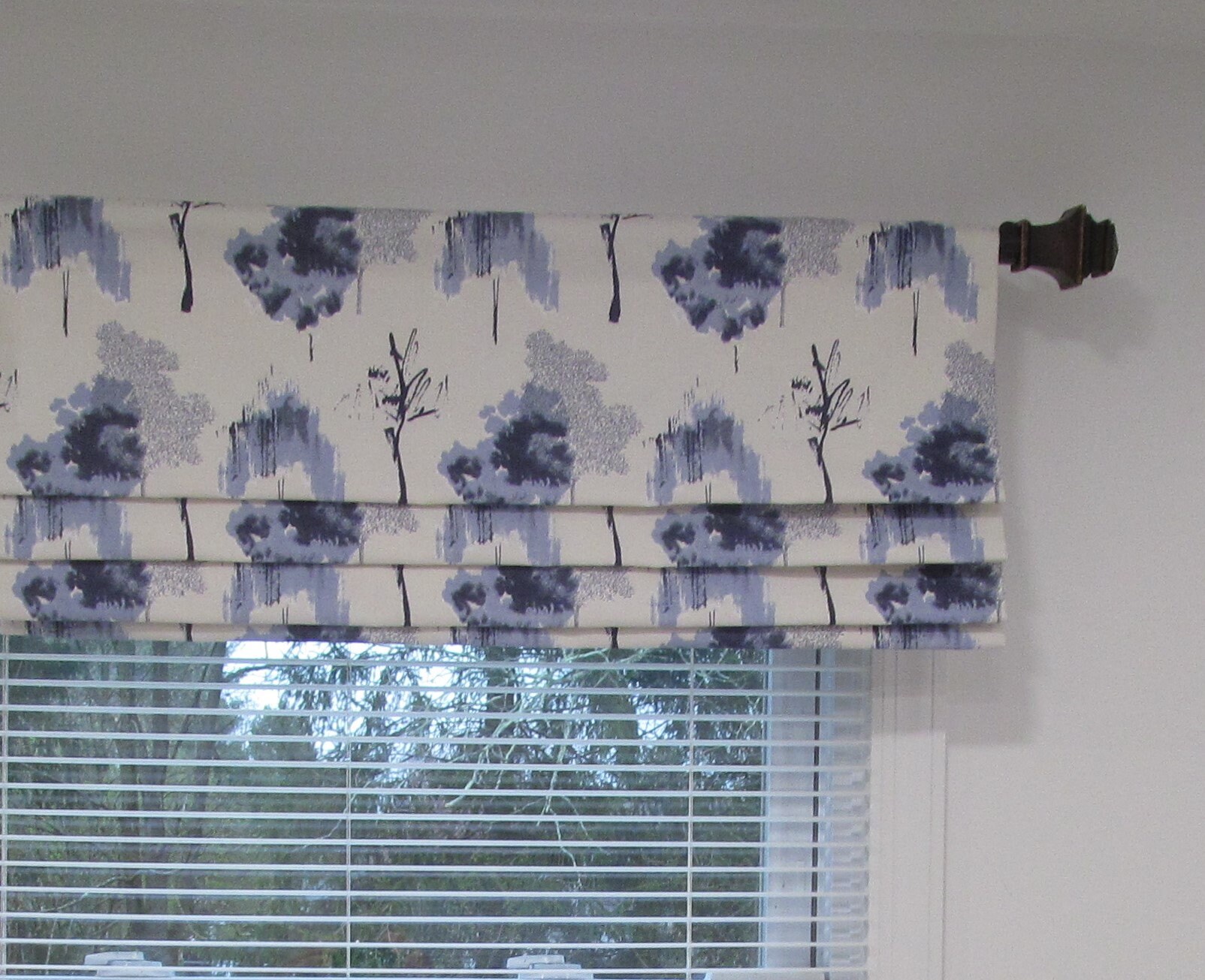 Faux Roman Shade/ Mock Roman Valance/ Fake Roman Shade/ Blue Window ...