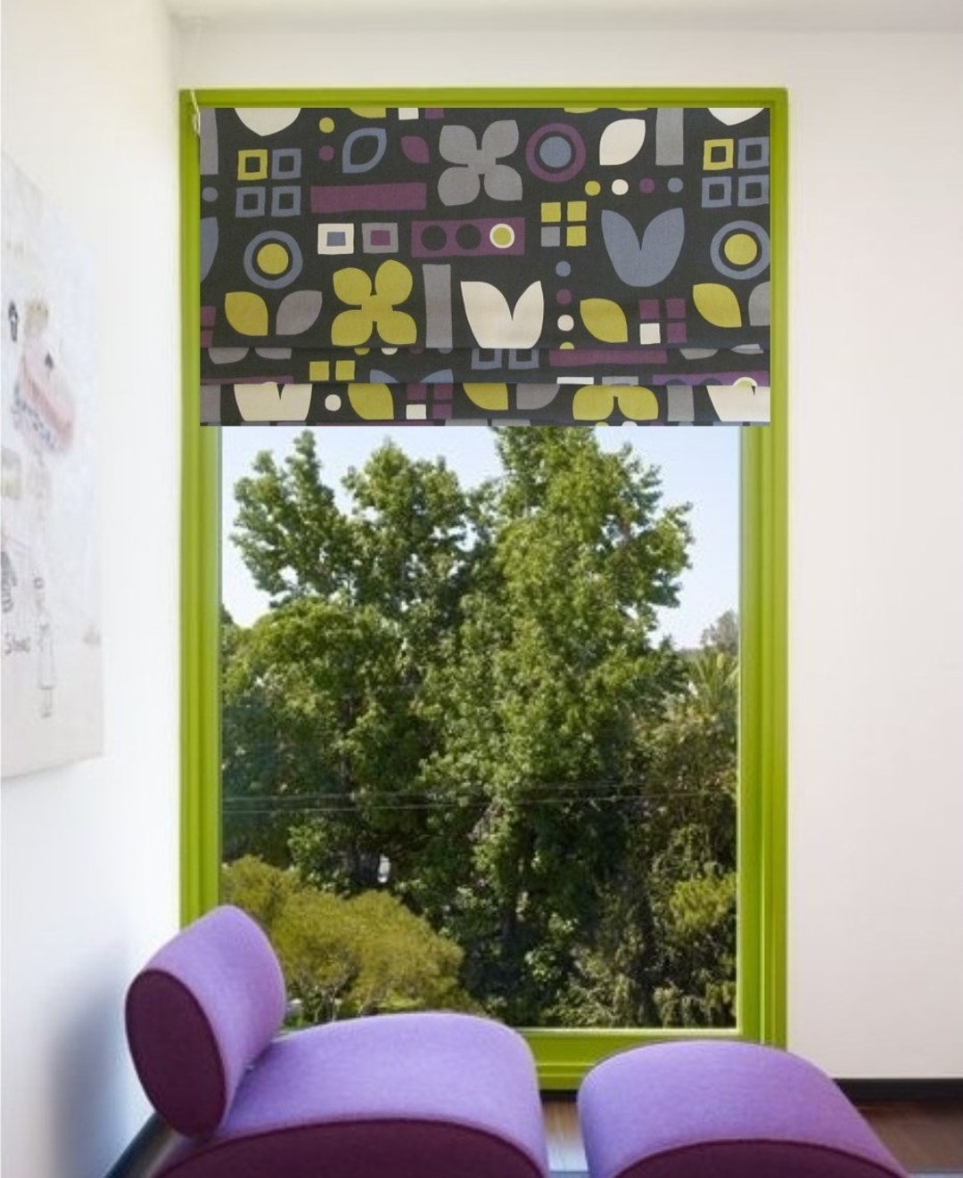 Faux Roman Shade/ Fake Flat Roman Shade/ Lined Mock Roman Valance ...