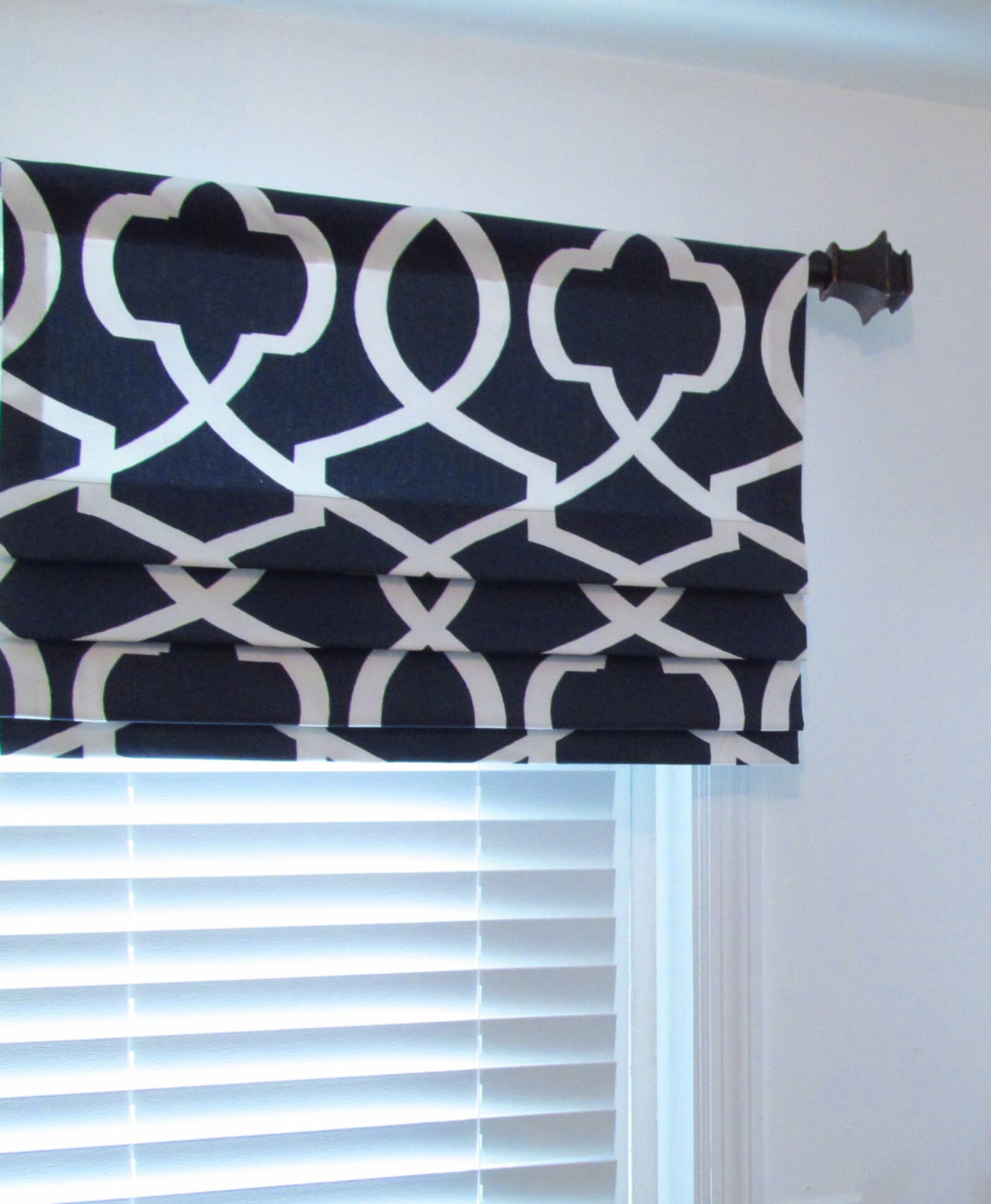 Faux-fake Roman Shade/ Lined Mock Roman Valance/ Geometric | Etsy