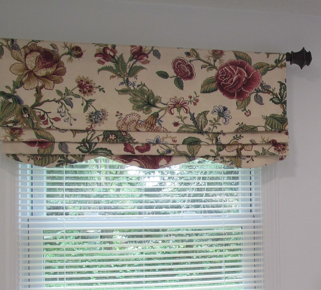 Sale!!! Faux Roman Shade/ Scalloped Roman Valance/ Floral Jacobean ...