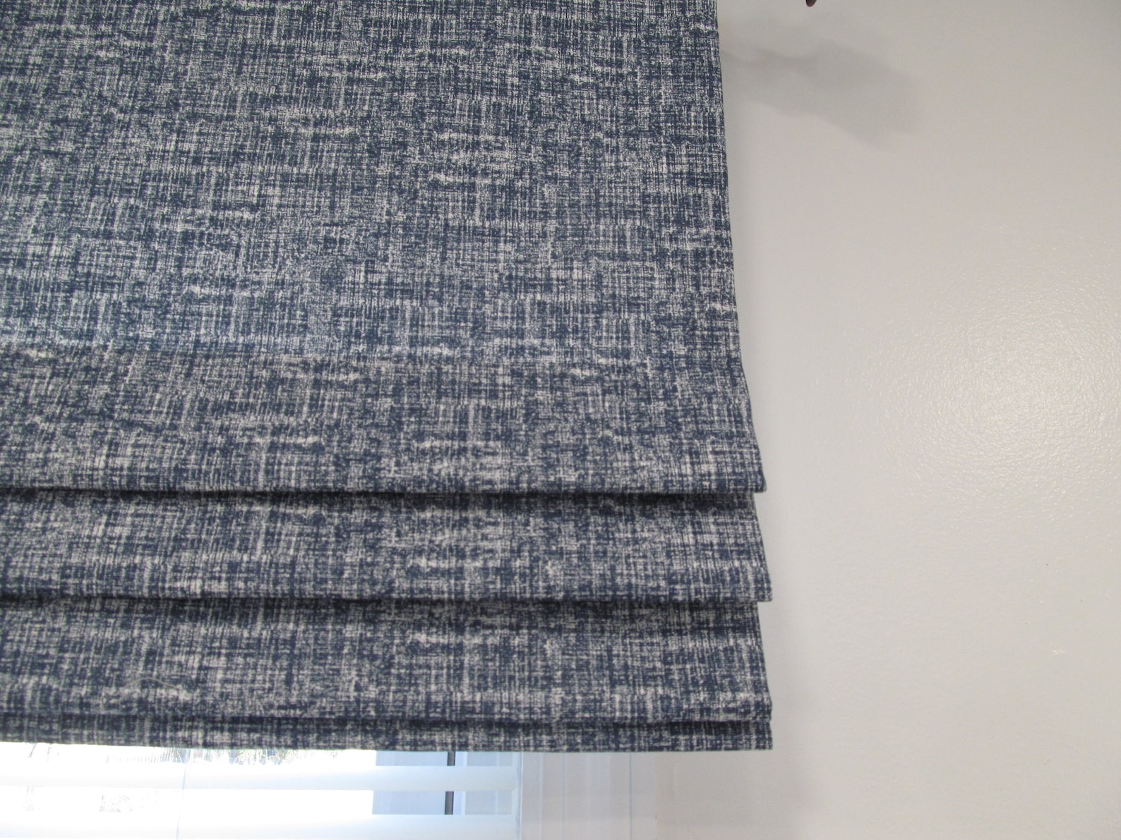 Custom Faux Roman Shade/ Modern Fake Roman Shade/ Denim Blue Textured ...