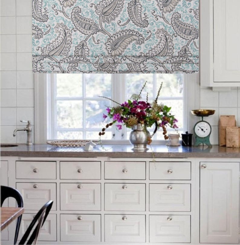 Paisley Faux Roman Shade/ Fake Roman Shades/ Lined Mock Roman - Etsy