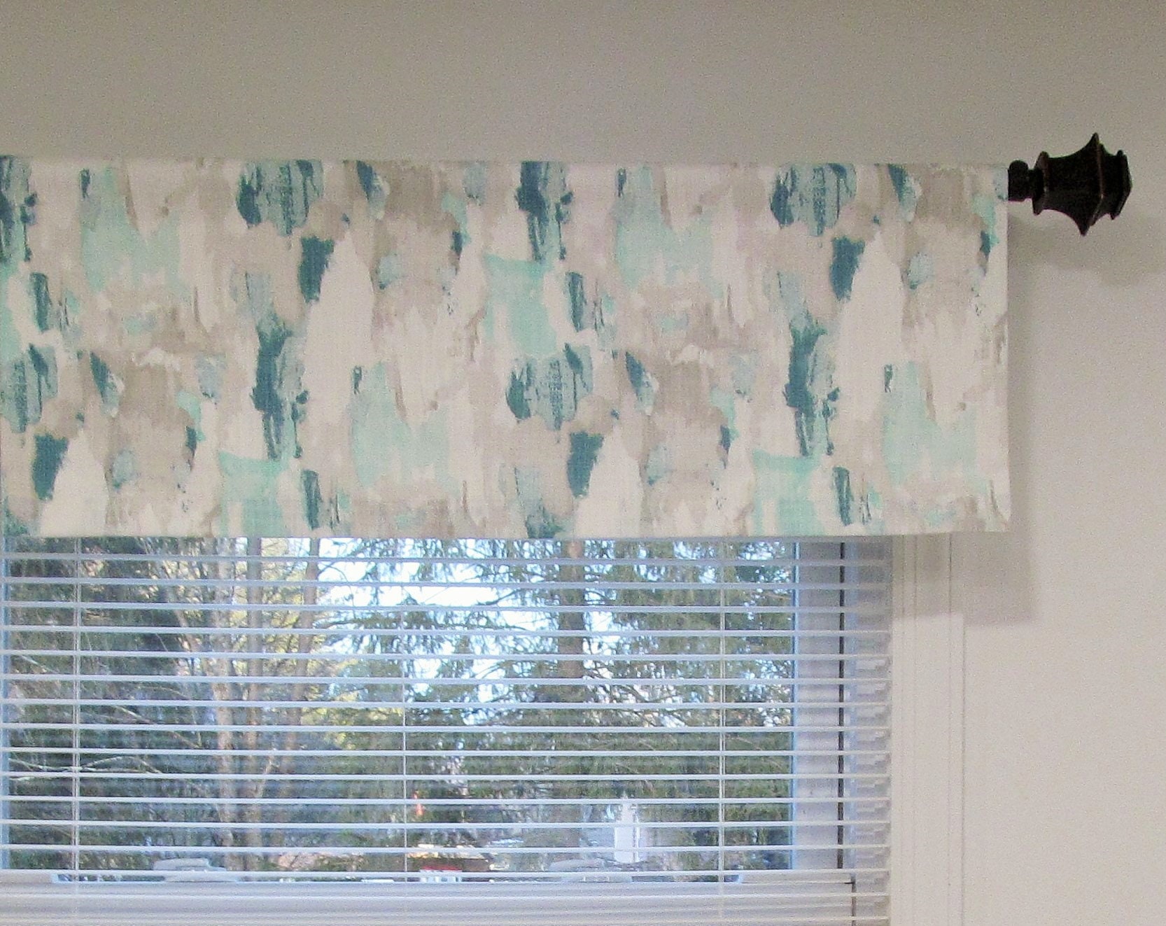 Lined Straight Window Valance/ Flat Valance/ Abstract Paint Strokes ...