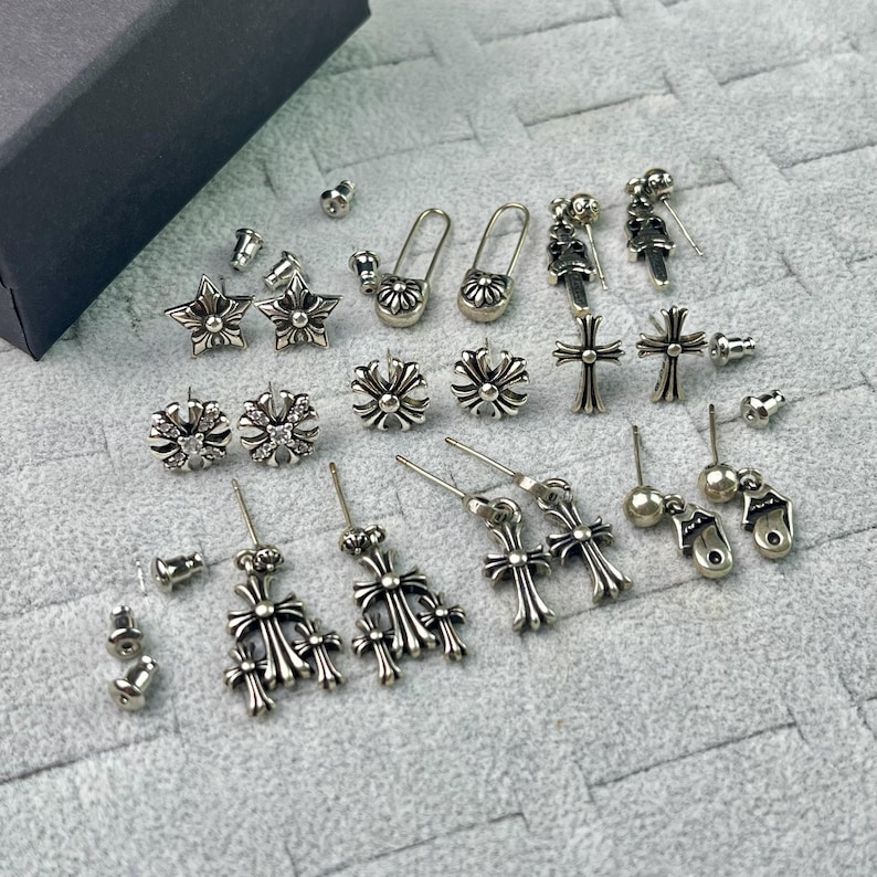 Vintage Gothic Kreuz Baumeln Typ Ohrring, 925 Sterling Silber Punk Rock Schmuck, Punk Boho ...